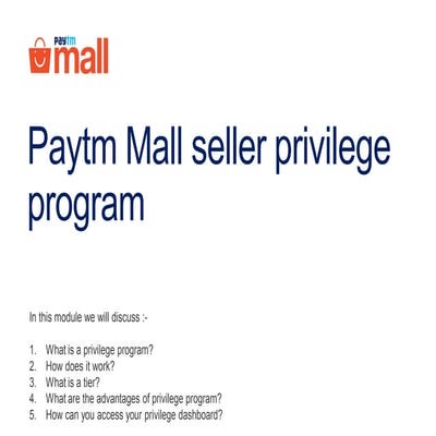 Paytm seller privilege program | PDF