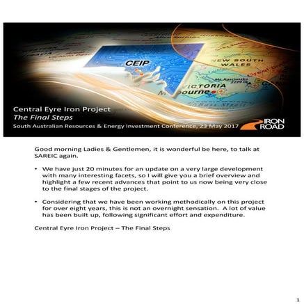 Iron Road - Definitive Feasibility Study Presentation | PDF