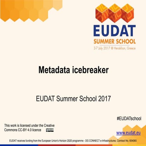 Metadata Icebreaker - EUDAT Summer School | PPTX