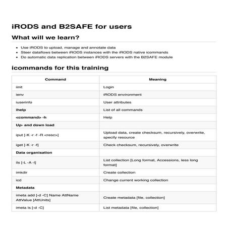 iRODS & B2SAFE for users | PDF