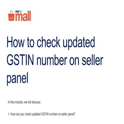 Check updated GSTIN number on seller panel | PPT