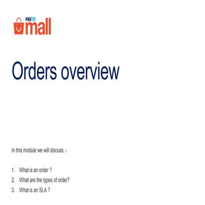 Orders overview | PPT