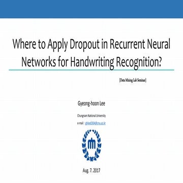 Where to Apply Dropout in Recurrent Neural Networks for Handwriting ...