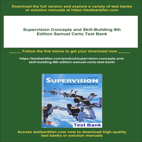Supervision Concepts and Skill-Building 9th Edition Samuel Certo Test ...