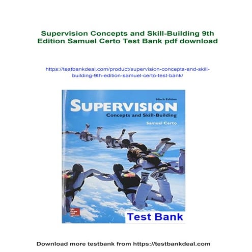 Supervision Concepts and Skill-Building 9th Edition Samuel Certo Test ...