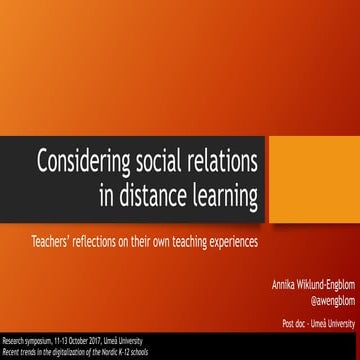 Teachers&#039; reflections on distance learning | PPTX