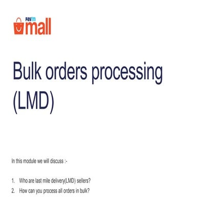 New Bulk orders processing (LMD) | PPT