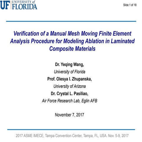 Verification Of A Manual Mesh Moving Finite Element Analysis Procedure