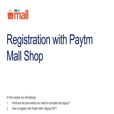 Register with Paytm Mall | PDF