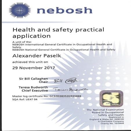 NEBOSH International General Certificate in Occupational Health and ...