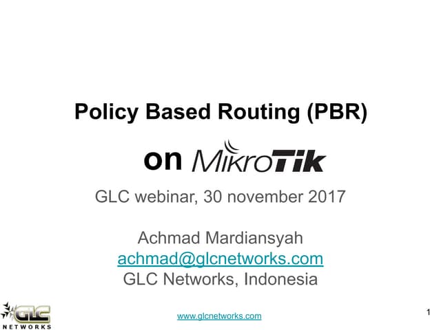 Policy Based Routing Pbr On Mikrotik Pdf Web Conferencing Computer Software And Applications
