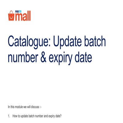 Cataloguing- Update batch number & expiry date | PDF