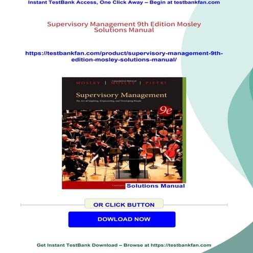 Supervisory Management 9th Edition Mosley Solutions Manual | PDF