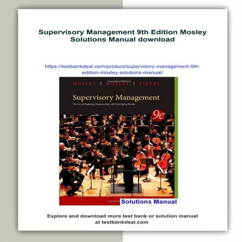 Supervisory Management 9th Edition Mosley Solutions Manual | PDF