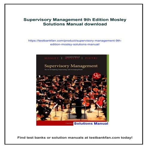 Supervisory Management 9th Edition Mosley Solutions Manual | PDF