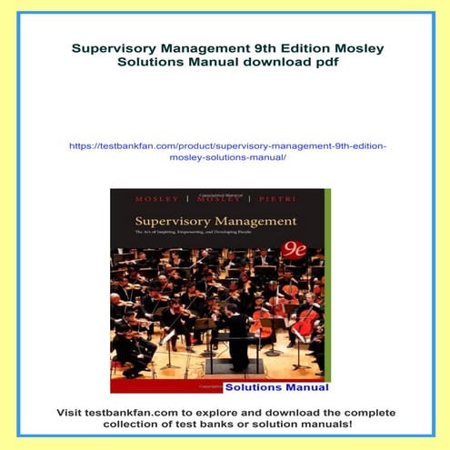 Supervisory Management 9th Edition Mosley Solutions Manual | PDF