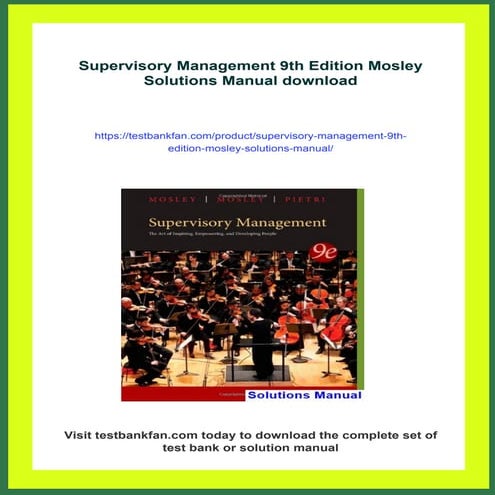 Supervisory Management 9th Edition Mosley Solutions Manual | PDF