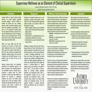 Supervisee Wellness as an Element of Clinical Supervision | PPT