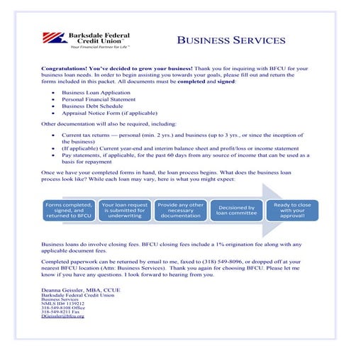 2017 Business Loan Application Packet | PDF