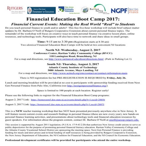 2017 Financial Education Boot Camp Flyer 03-17 | PDF