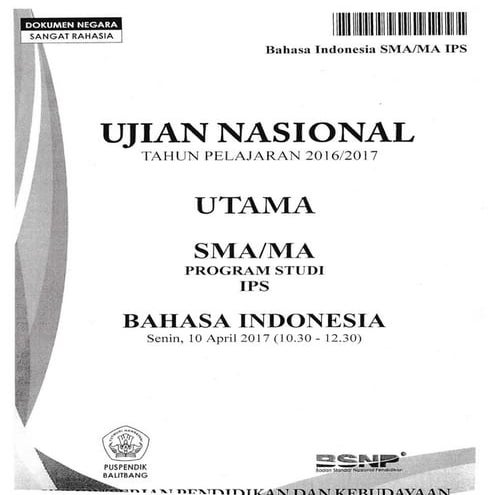 Soal Ujian Nasional (UN) Bahasa Indonesia | PDF