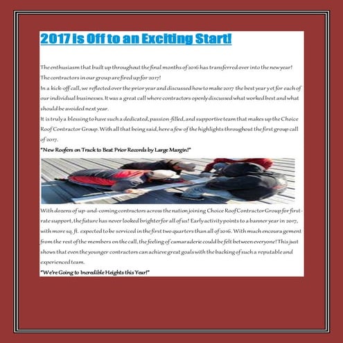 2017 is Off to an Exciting Start! | PDF