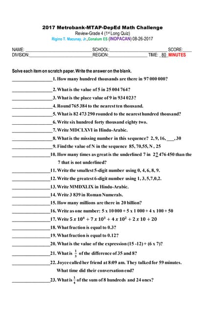 Grade 2 Math MTAP Reviewer | PDF | Desserts and Baking | Food & Drink