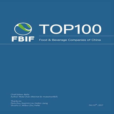 2017 top 100 food beverage companies of china | PDF