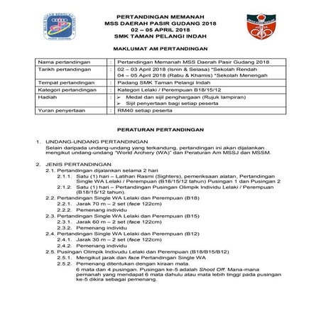 2018 02-22 peraturan pertandingan mssd 2018 | PDF