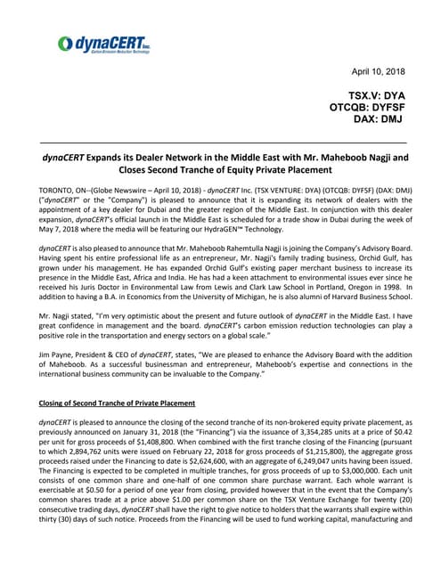 dynaCERT Provides Updates on Homologation and Product Launch in Europe ...