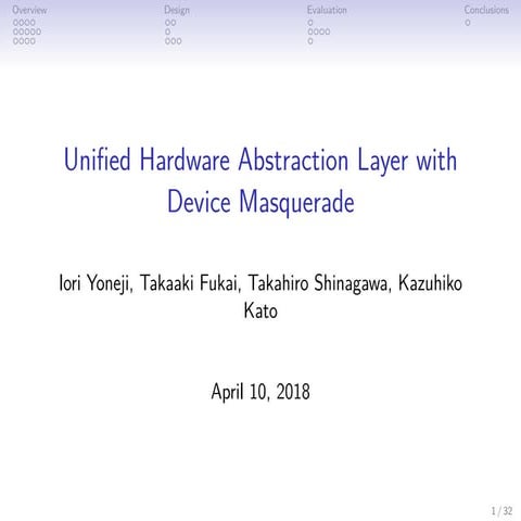 Unified Hardware Abstraction Layer with Device Masquerade | PPT