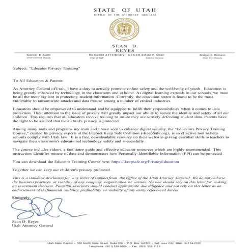 AG Recommendation Letter | PPTX | Internet Safety | Parenting