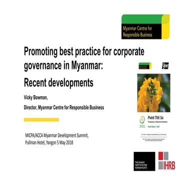 Promoting best practice for corporate governance in Myanmar: Recent ...