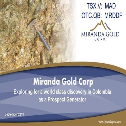 Miranda Gold Corp. Corporate Presentation Sept 20 2018 Rev | PDF