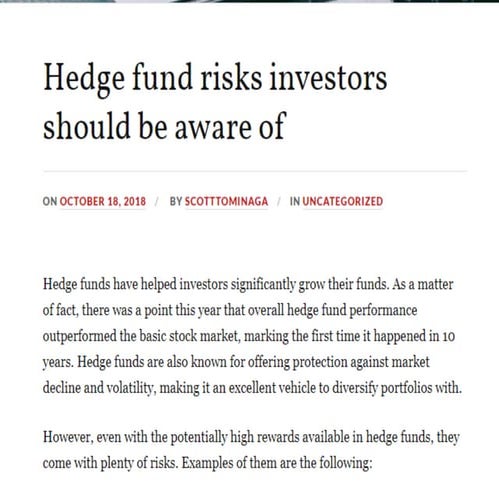 Hedge fund risks investors should be aware of | PDF