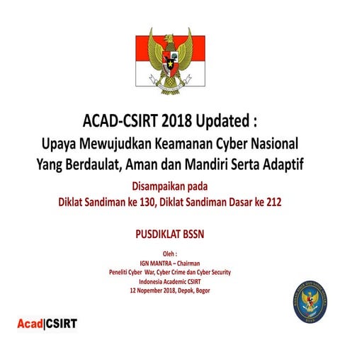 2018 11-12 acad-csirt updated cyber security pemda bssn | PDF