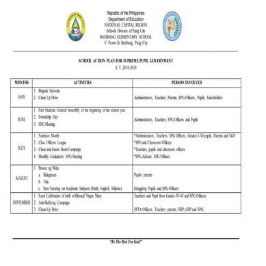 SPG School Action Plan-2019-2020 | DOCX