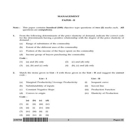 NTA UGC NET MANAGEMENT PAPER 2 Previous Year Paper 2018 to 2023NTA UGC ...