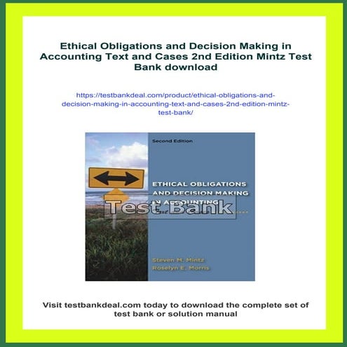 Ethical Obligations and Decision Making in Accounting Text and Cases ...