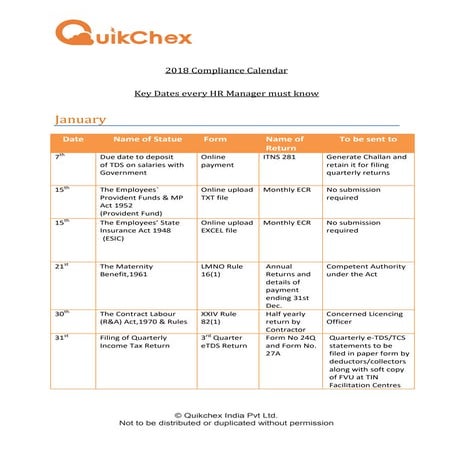 2018 compliance-calendar | PDF