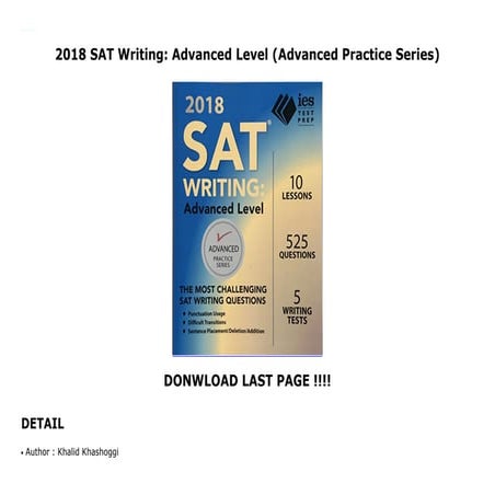 2018 SAT Writing: Advanced Level (Advanced Practice Series) | PDF