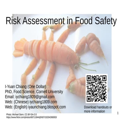 Risk Assessment in Food Safety--A short talk | PPT