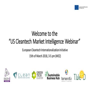 US Cleantech Market Intelligence Webinar - 15/03/2018 | PDF | Business Expos & Conferences | Events