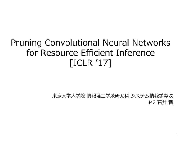 Dl Hacks Pruning Convolutional Neural Networks For Resource Efficient Inference Ppt