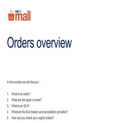Orders overview | PPT