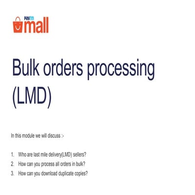 Bulk order processing_LMD | PPT | Free Download