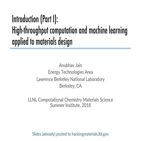 Nano266 Lecture 12 High Throughput Computational Materials Design Ppt