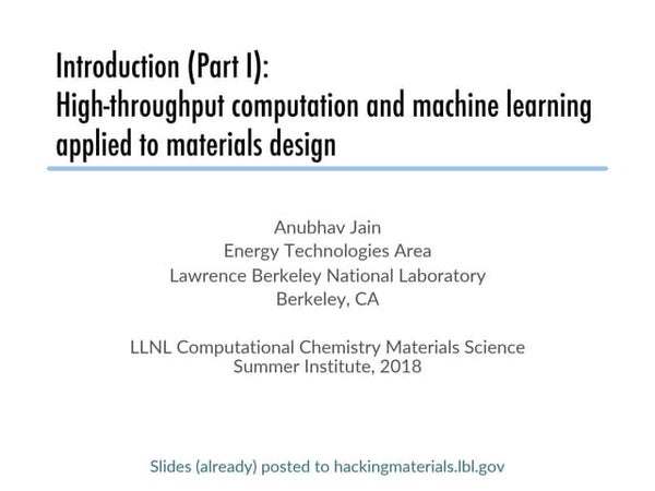 Nano266 Lecture 12 High Throughput Computational Materials Design Ppt