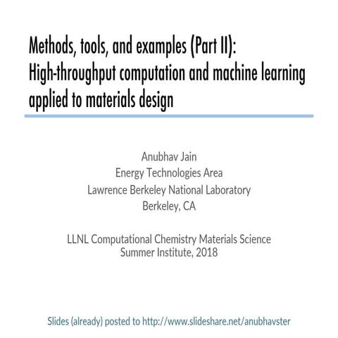 Methods Tools And Examples Part Ii High Throughput Computation And
