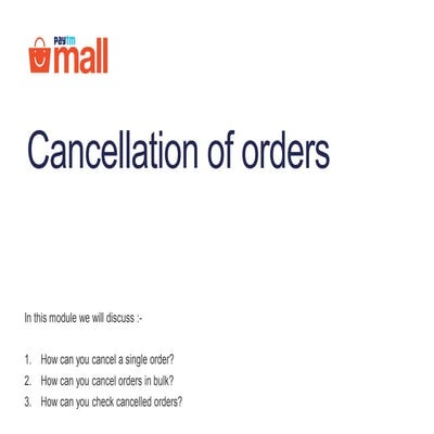 Cancellation of orders | PPT